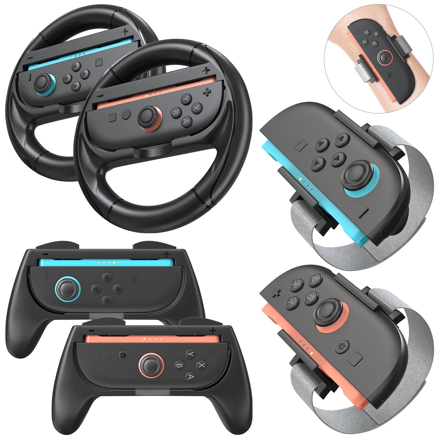 innoAura 6 in 1 Accessories Bundle for Switch 2 (2025, Black）